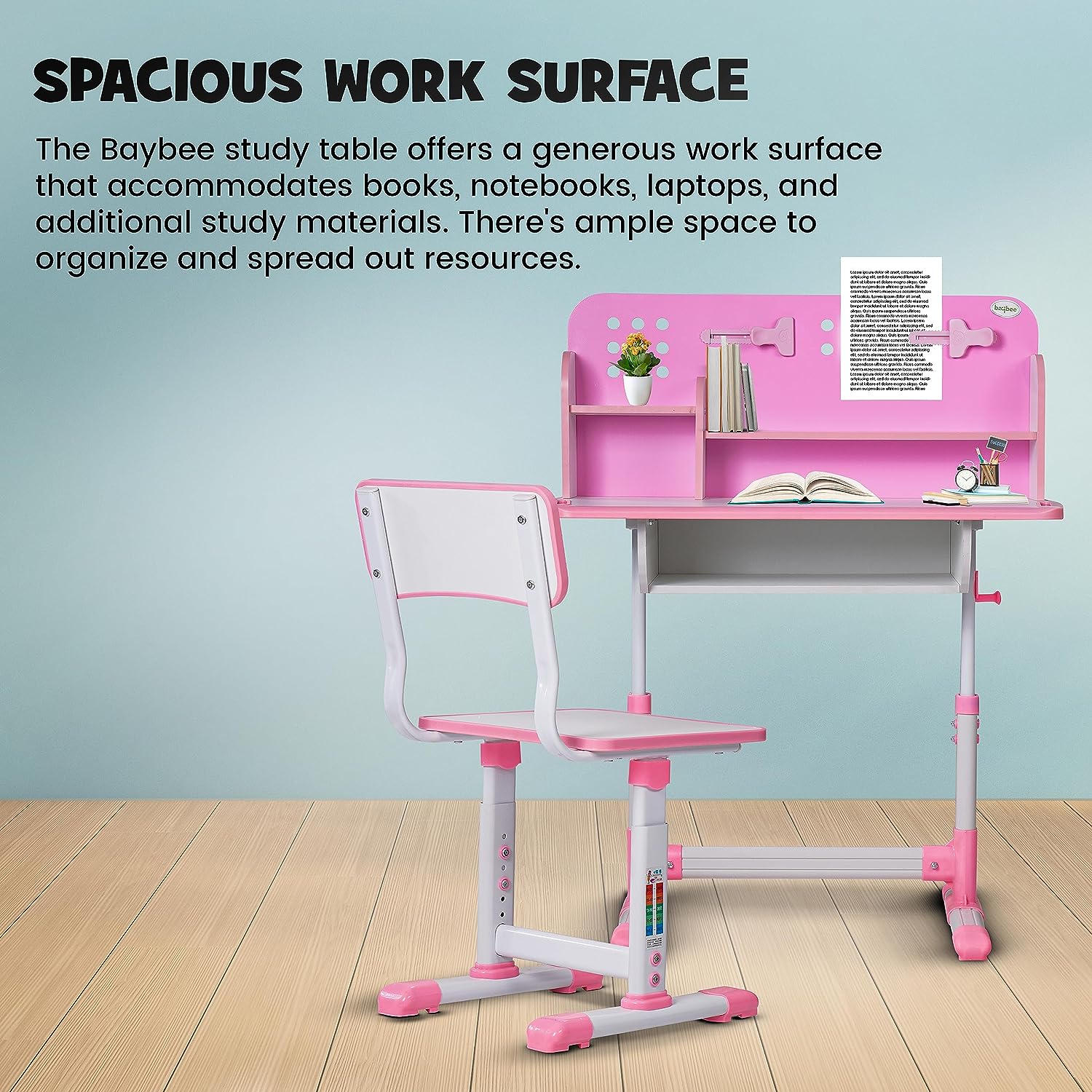 Minikin Crown Wooden Study Table Set I Height Adjustable Design I 3-15 ...