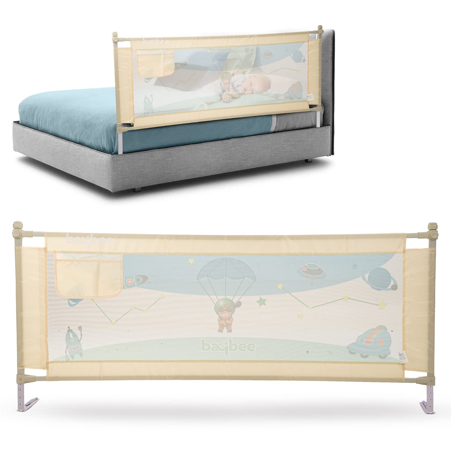 Minikin Bed Rail Safety Guard I Anti Fall Barrier for Baby I Foldable