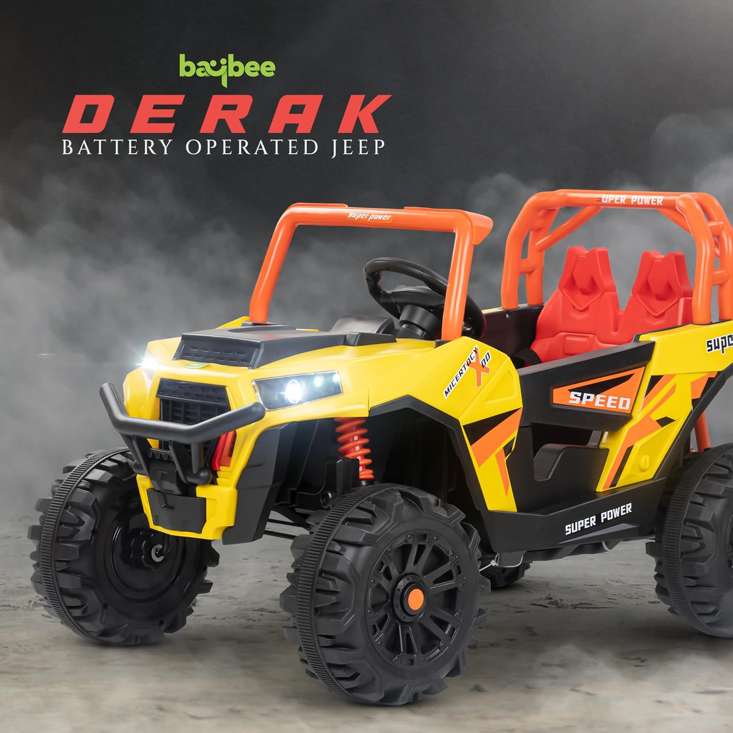 Derak Electric Jeep for Kids with Music, Lights & Suspension | 1-6 Yea