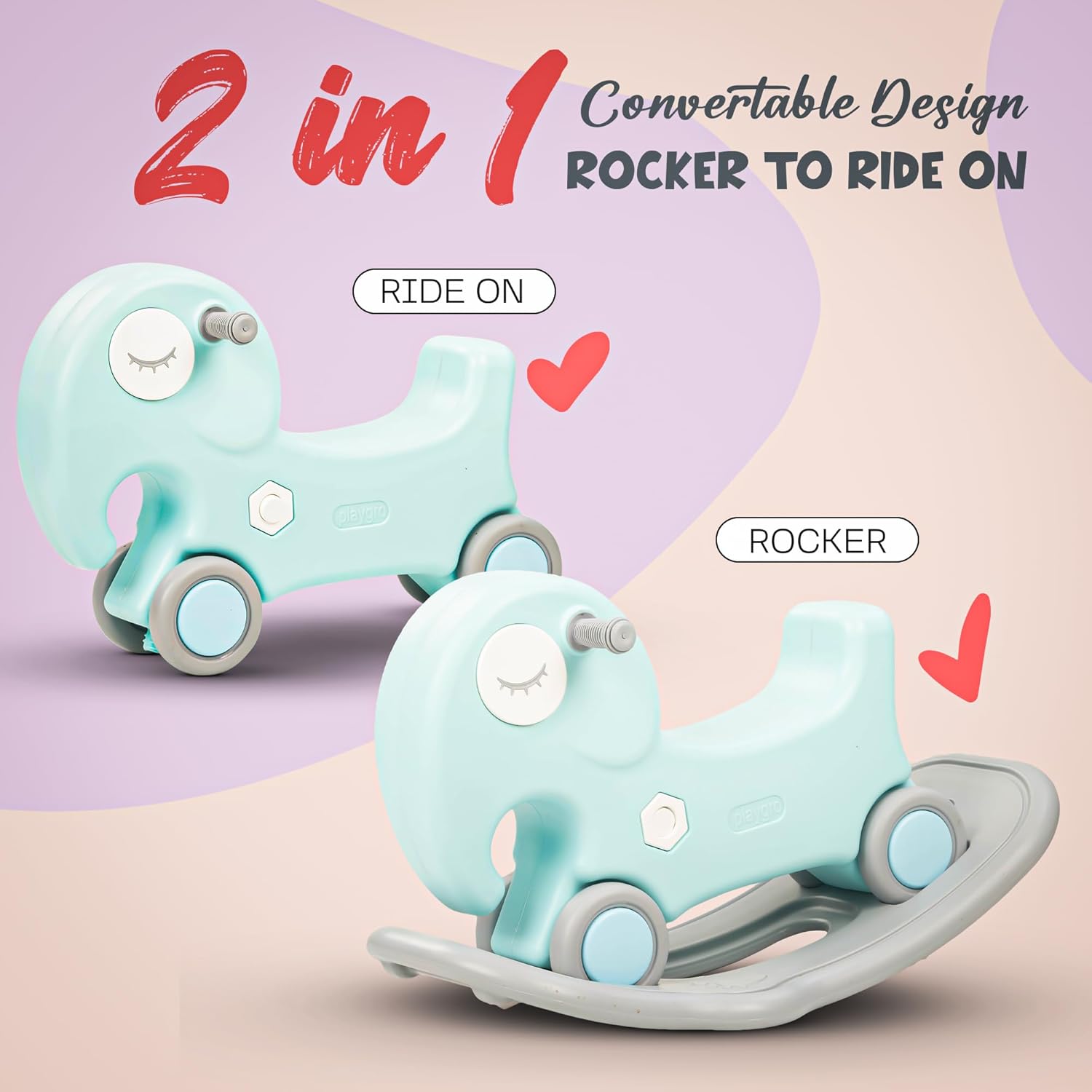 2-in-1 Baby Ride On Horse - Push Car & Rocker with Anti-Slip Handle (1