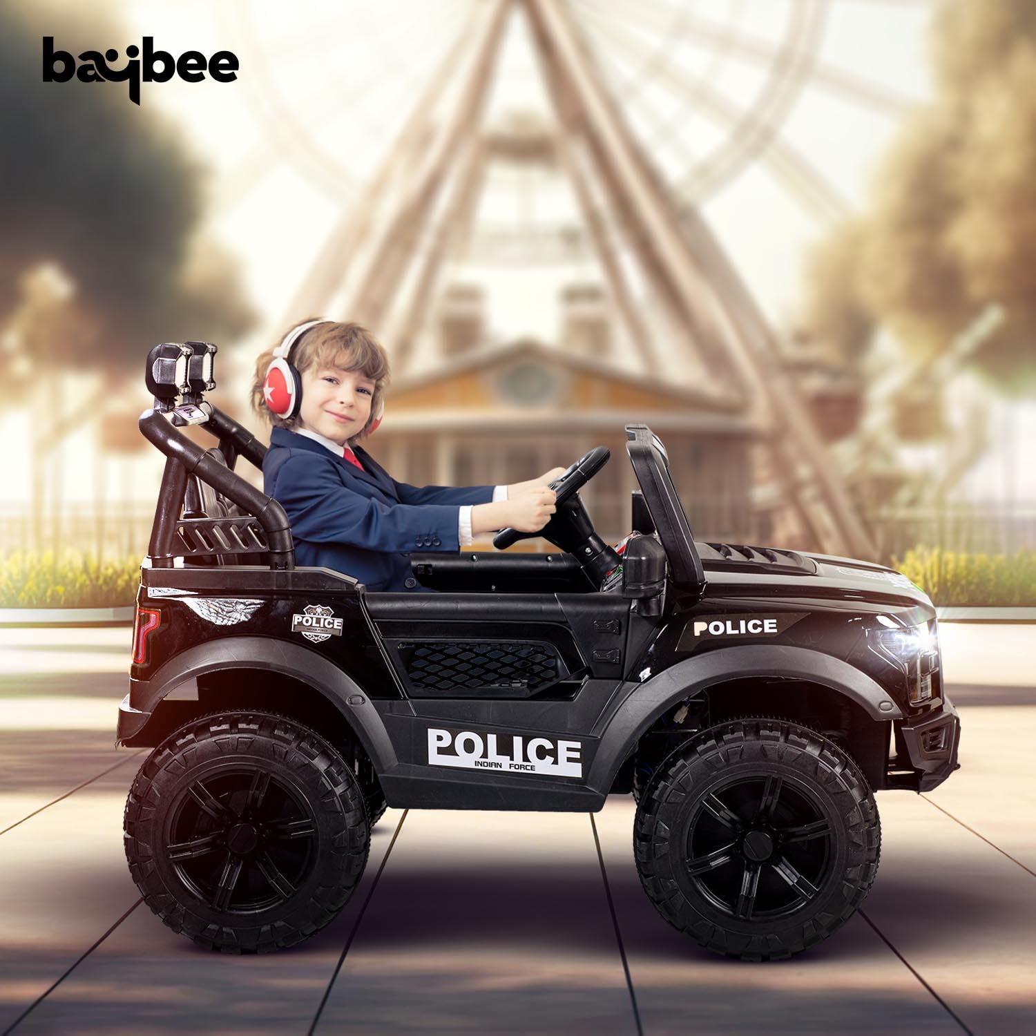 Minikin Pobo Kids Electric Rechargeable Jeep I LED Head Lights & Music ...