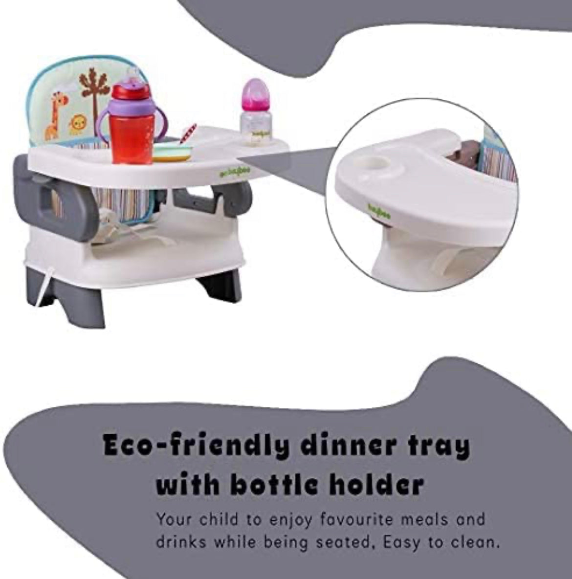 Minikin Deluxe Comfort Folding Booster Seat with 3-Point Harness Dishw ...