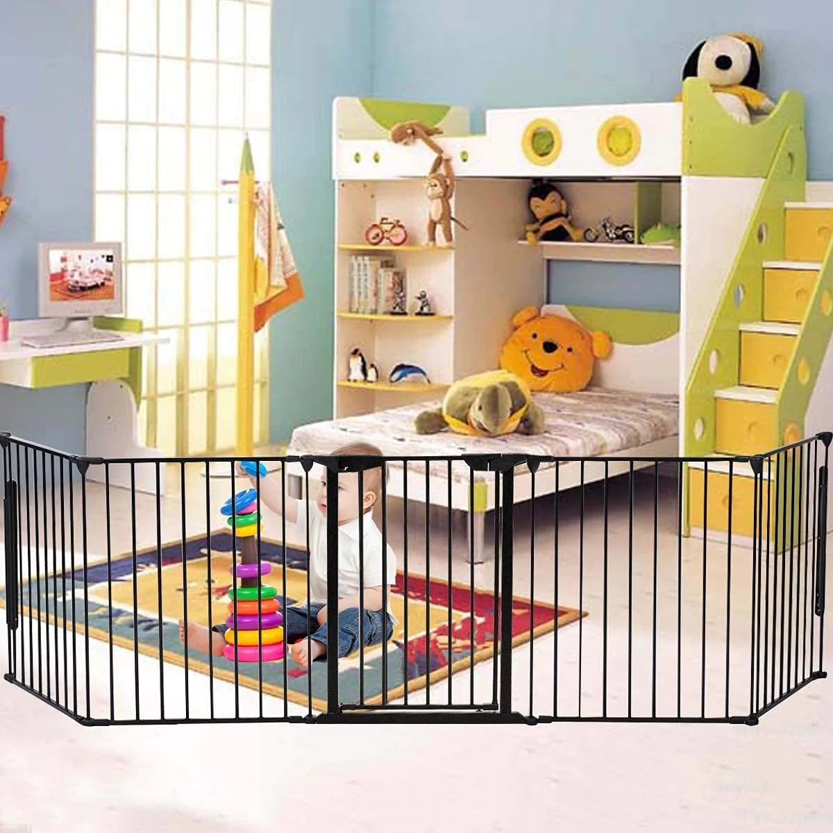 Minikin Auto Close Durable Baby Safety Gate Fence 10 Feet Long