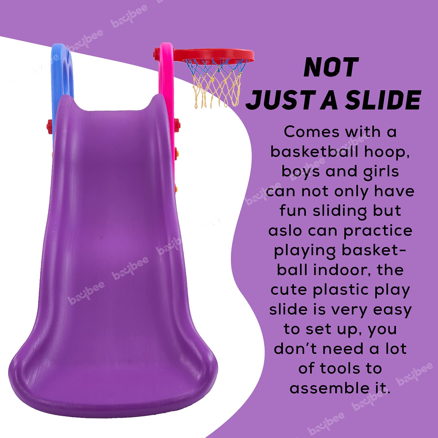 Wavy Slide for Garden & Indoors for Kids with Basket Ball I 1-5 Years ...