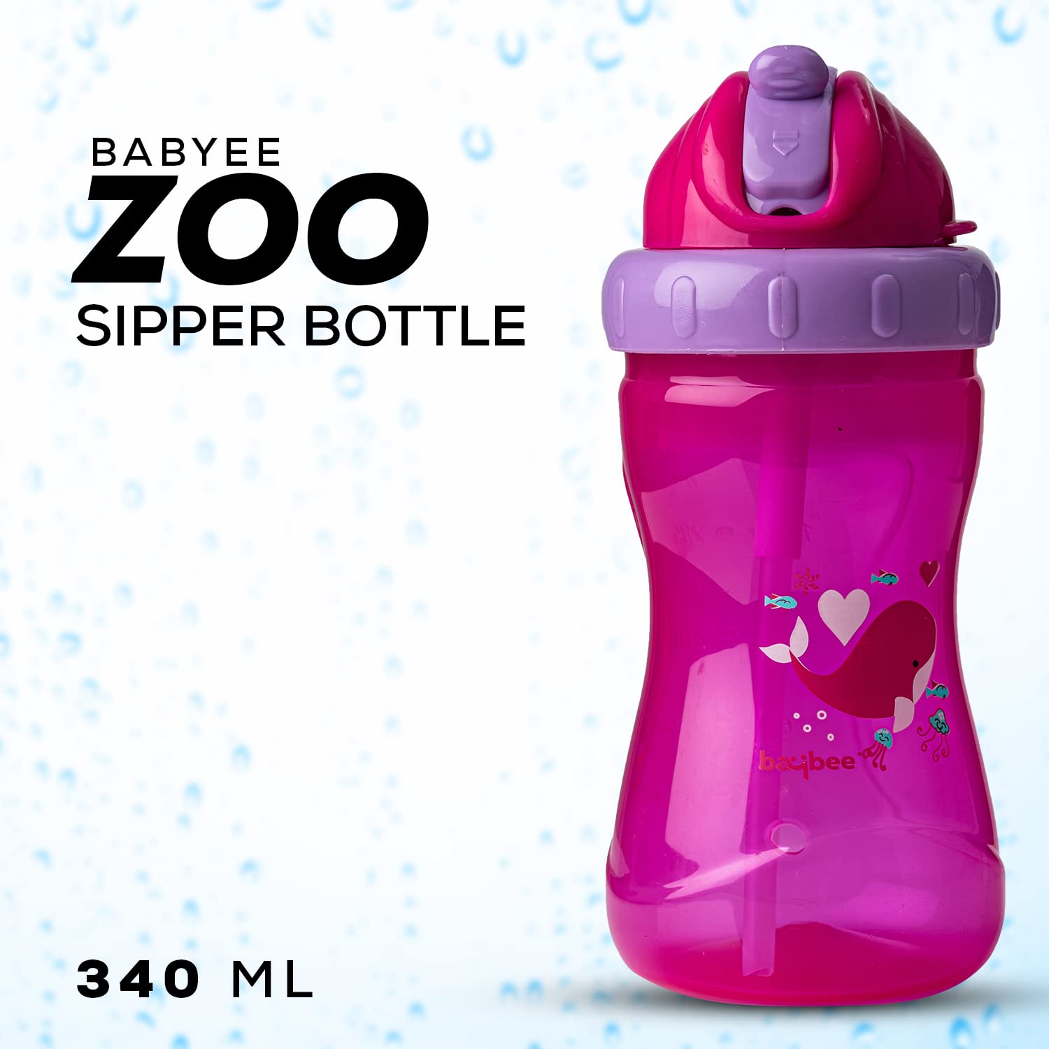 Minikin Zoo 340ML Sipper Bottle for kids I Anti-Spill Sippy Bottle wit